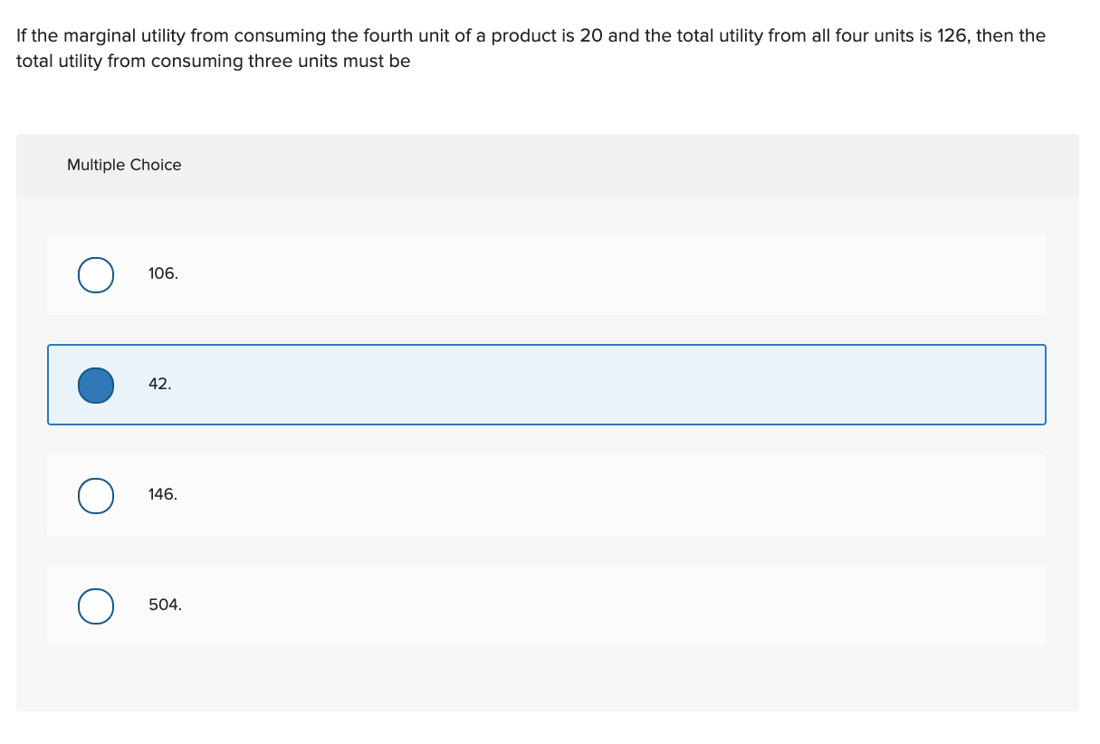 Solved If the marginal utility from consuming the fourth | Chegg.com