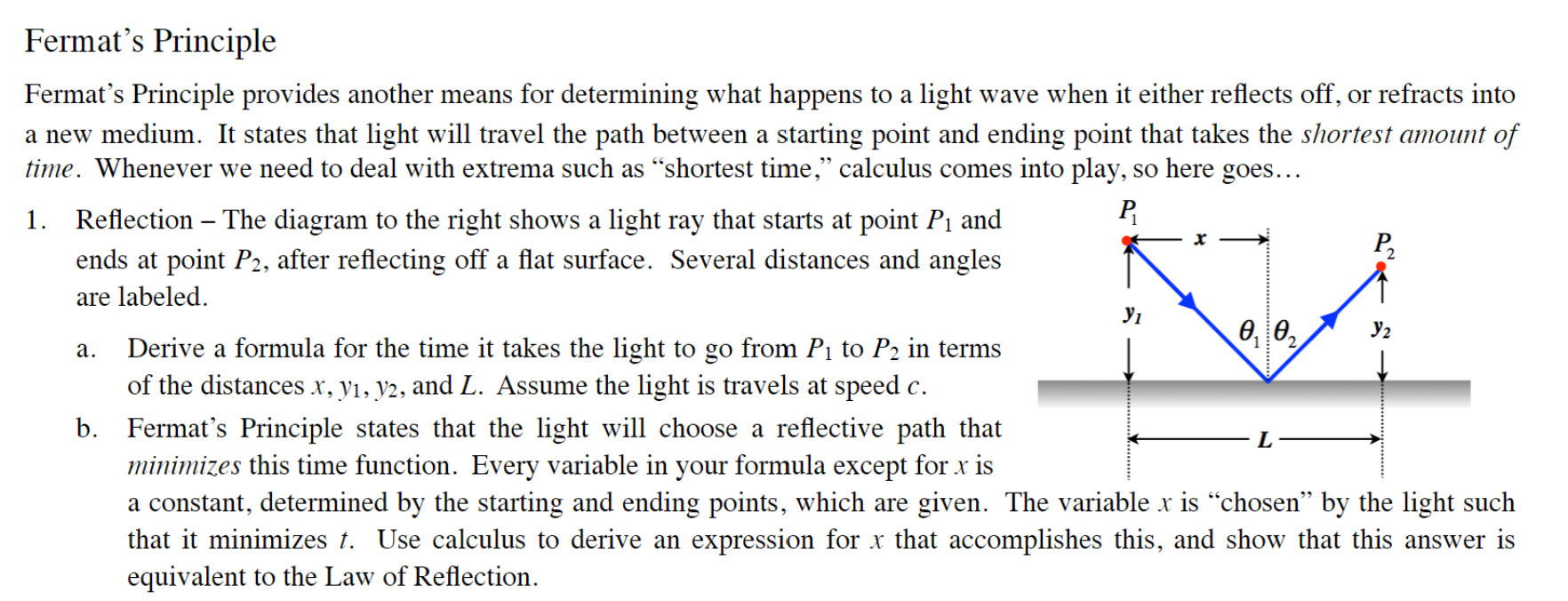 Solved Fermat's Principle Fermat's Principle provides | Chegg.com