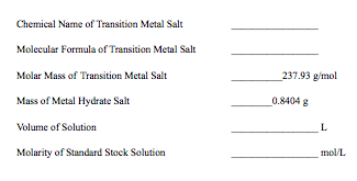 Solved Chemical Name of Transition Metal Salt Molecular | Chegg.com