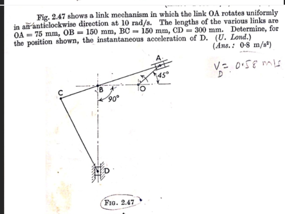 Fig. 2.47 ﻿shows a link mechanism in ﻿which the link | Chegg.com