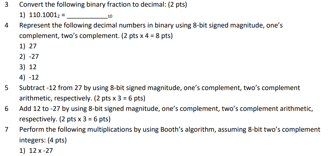 Solved 3 Convert the following binary fraction to decimal: | Chegg.com