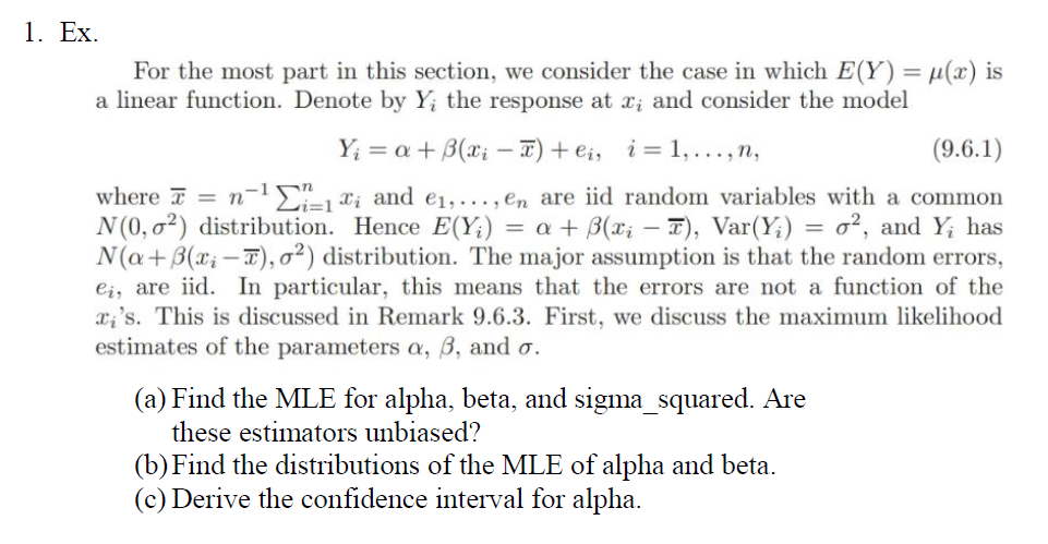 Solved (a) ﻿Find the MLE for alpha, beta, and sigma_squared. | Chegg.com