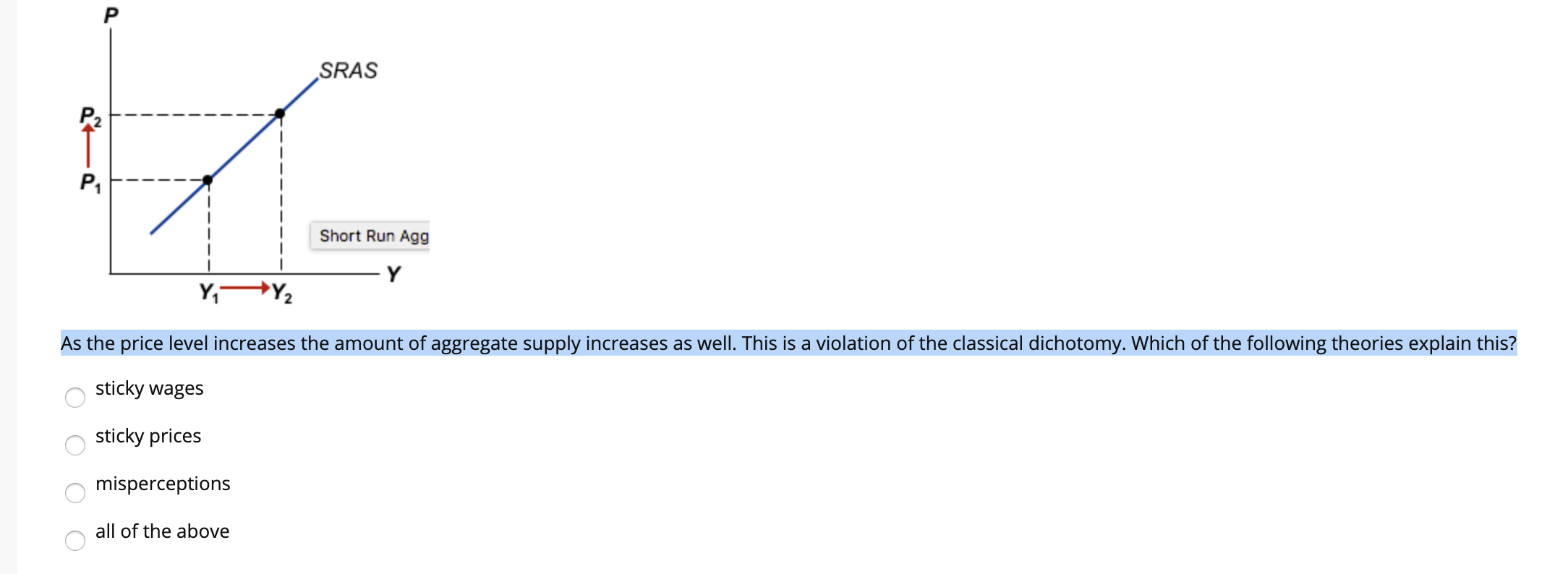 Solved 0 LRAS SRAS P1 A SRASZ P2 B AD P3 С AD2 Y Y, Yу. | Chegg.com