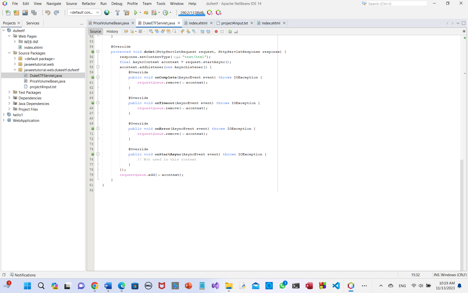 Solved Using the dukeetf Java EE tutorial example, and the | Chegg.com