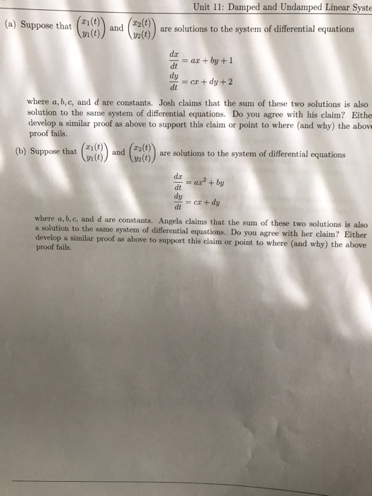 Solved Unit 11: Damped and Undamped Linear Syste n(t i (t) | Chegg.com