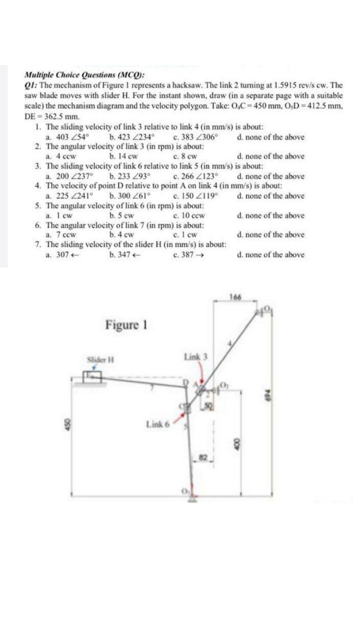 Solved Multiple Choice Questions (MCQ): Q1: The mechanism of | Chegg.com