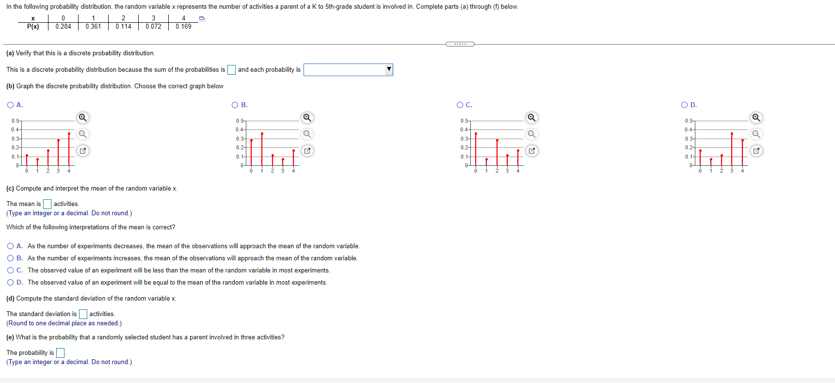 Solved In the following probability distribution, the random | Chegg.com