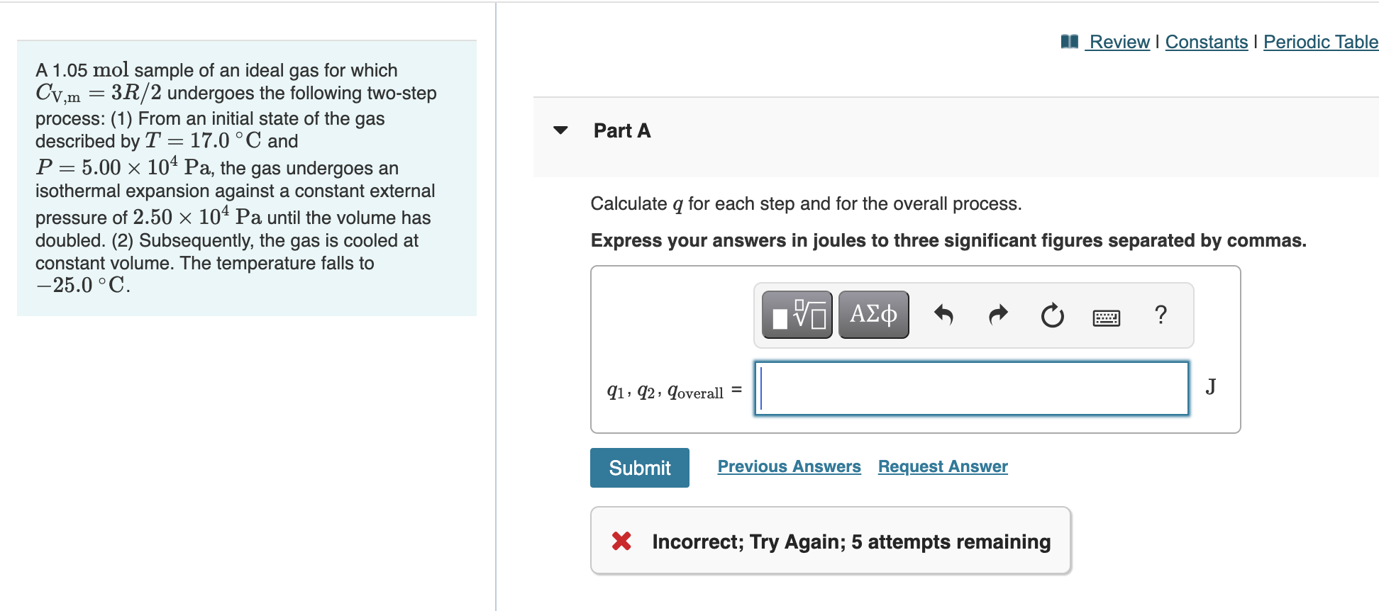 Solved A Review | Constants | Periodic Table Part A A 1.05 | Chegg.com