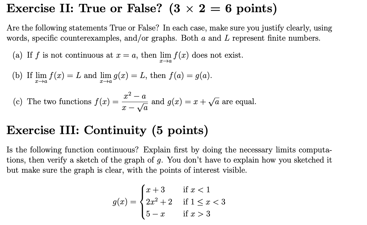 Solved Exercise II True Or False 3 X 2 6 Points Are Chegg