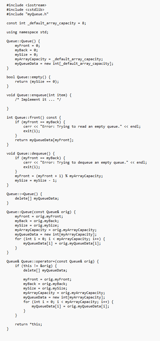 Solved Please complete the Enqueue Function from | Chegg.com