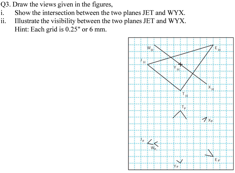 Solved Q3. ﻿Thanks a lot!Hint: Each grid is 0.25 " ﻿or 6mm. | Chegg.com