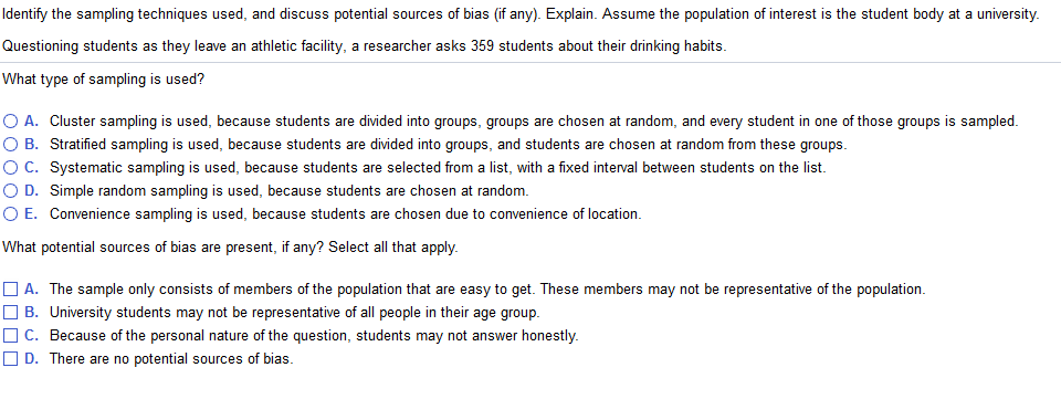 Solved Identify the sampling techniques used, and discuss | Chegg.com