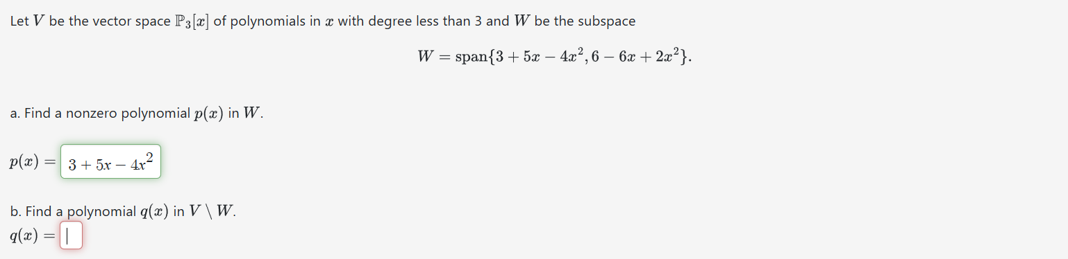 Solved Let V be ﻿the vector space P3[x] of ﻿polynomials in x | Chegg.com