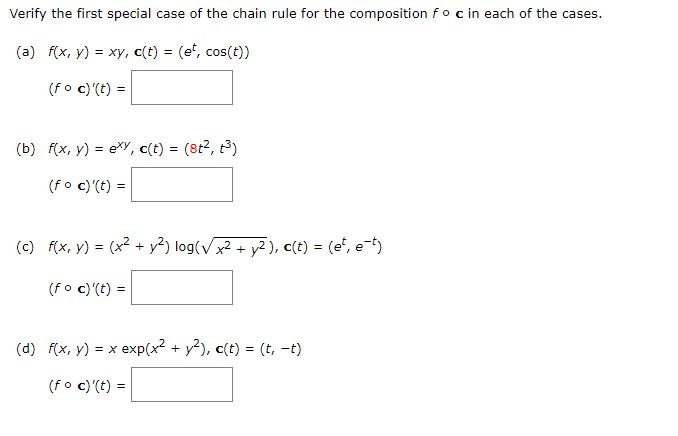 Solved Verify the first special case of the chain rule for | Chegg.com