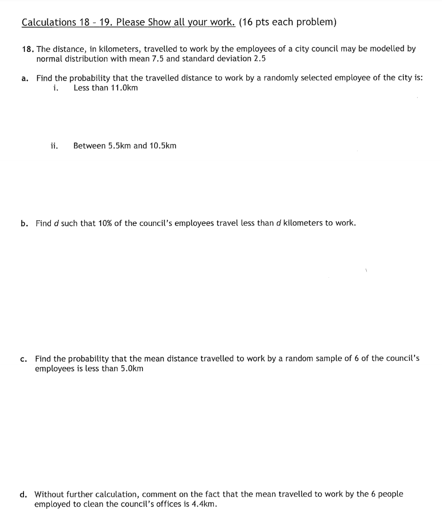 Solved Calculations 18 - 19. Please Show all your work. (16 | Chegg.com