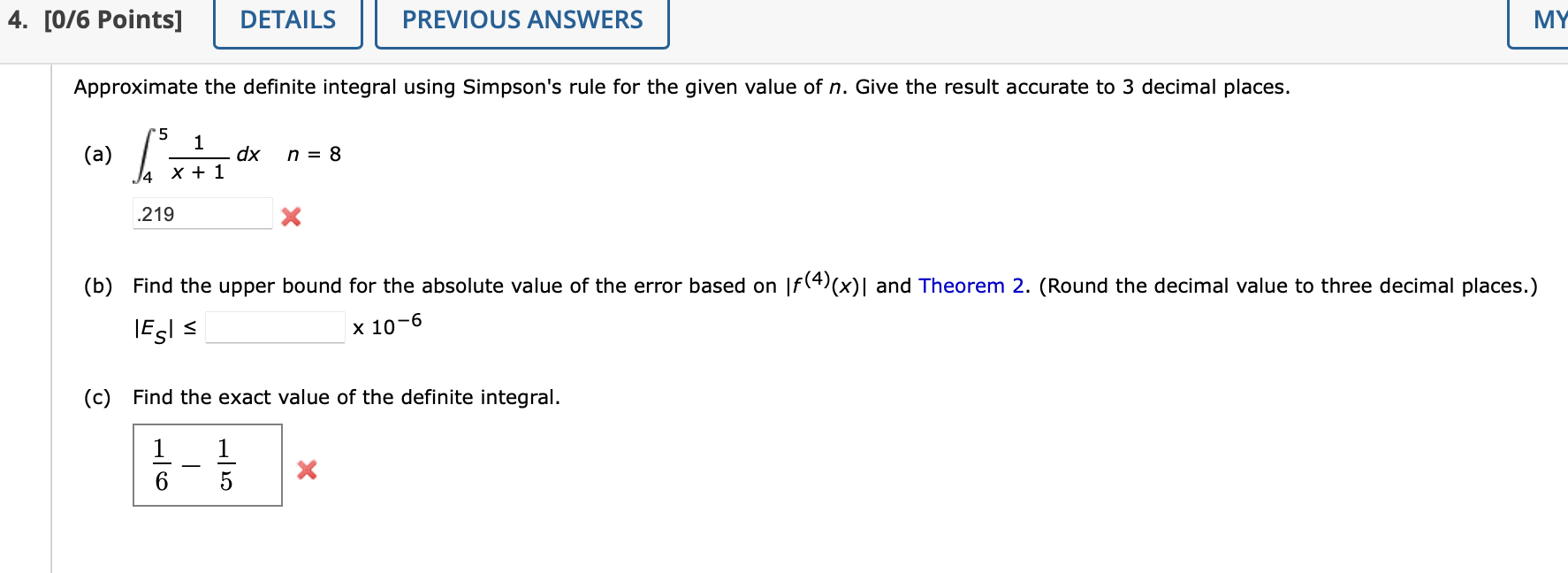 Solved Approximate the definite integral using Simpson's | Chegg.com
