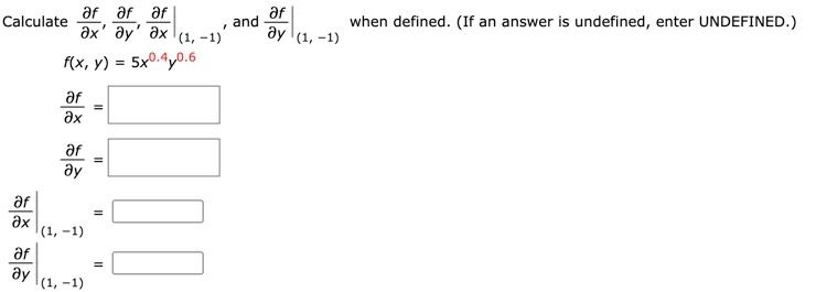 Solved af 1 when defined. (If an answer is undefined, enter | Chegg.com