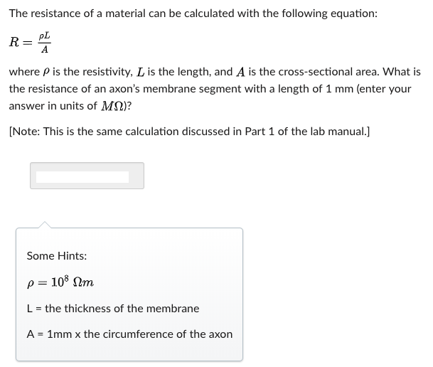 Solved The resistance of a material can be calculated with | Chegg.com