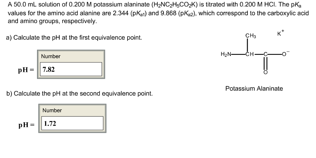 Solved A 50.0 mL solution of 0.200 M potassium alaninate | Chegg.com