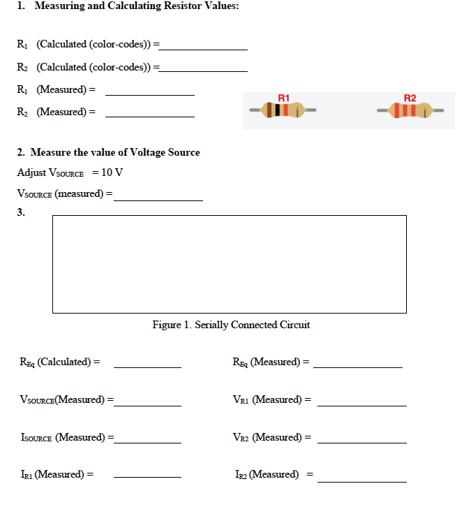 Solved 1. Measuring and Calculating Resistor Values: R | Chegg.com