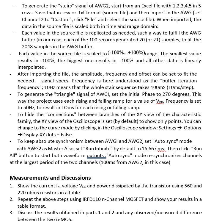 n-CHANNEL MOSFET TRANSISTORS (BS107 and IRFD110) | Chegg.com