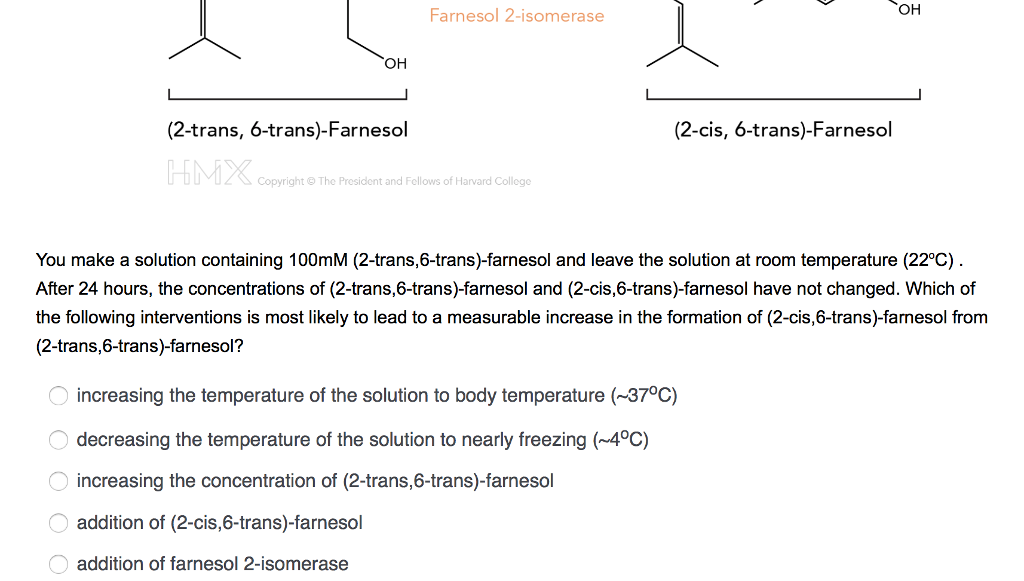 Solved Farnesol 2-isomerase ?? (2-trans, 6-trans)-Farnesol | Chegg.com