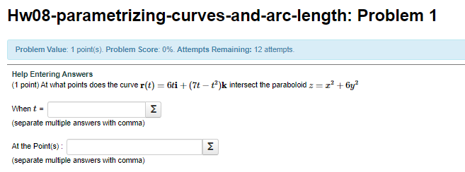 Solved Hw08-parametrizing-curves-and-arc-length: Problem 1 | Chegg.com