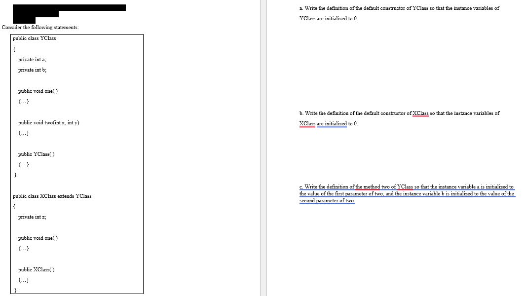 Solved a. Write the definition of the default constructor of | Chegg.com