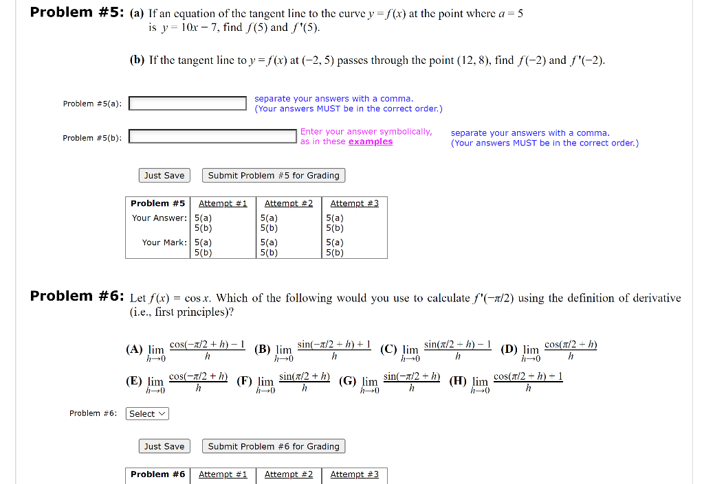 Solved roblem #5: (a) If an equation of the tangent line to | Chegg.com