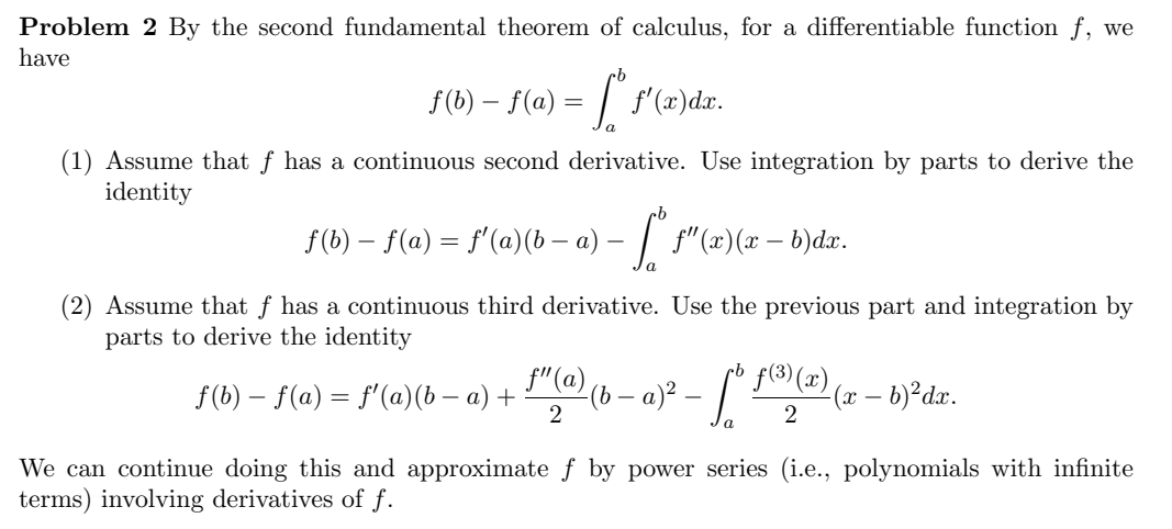 Solved Problem 2 ﻿By the second fundamental theorem of | Chegg.com