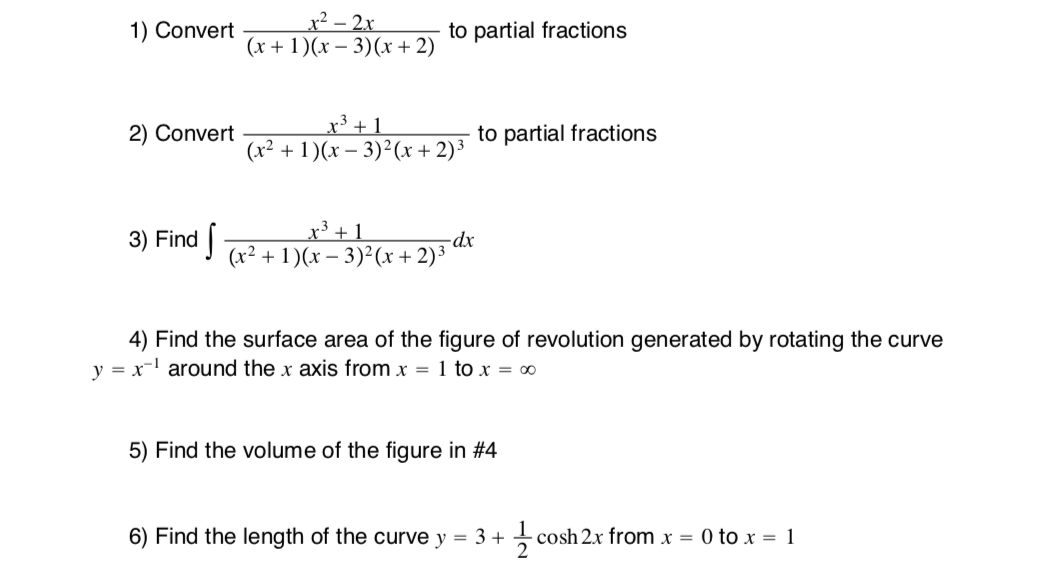 Solved 1) Convert x2 – 2x (x + 1)(x - 3)(x + 2) to partial | Chegg.com
