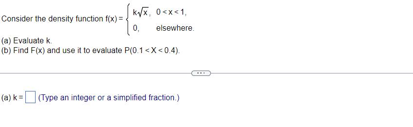 Solved Consider the density function f(x)={kx,0,0 | Chegg.com