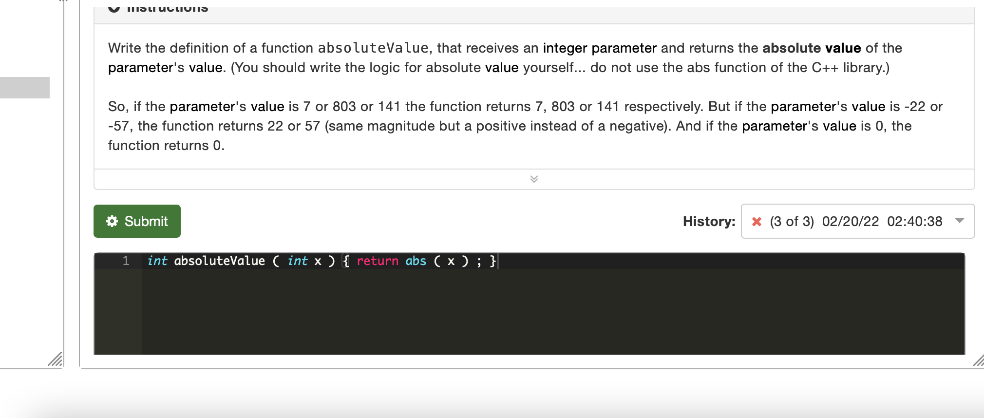 Solved VITSLUCLIUIIS Write the definition of a function | Chegg.com