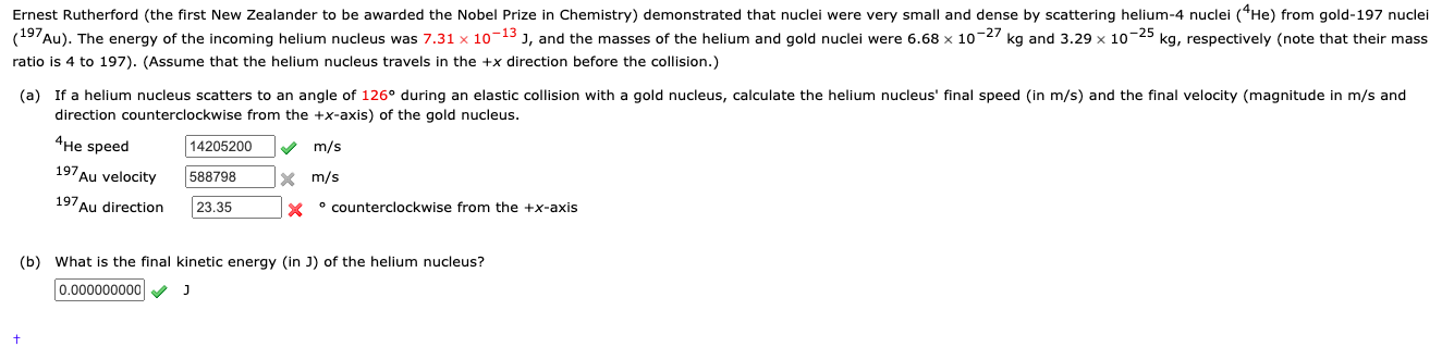 Solved I solved for the gold velocity two different ways and | Chegg.com