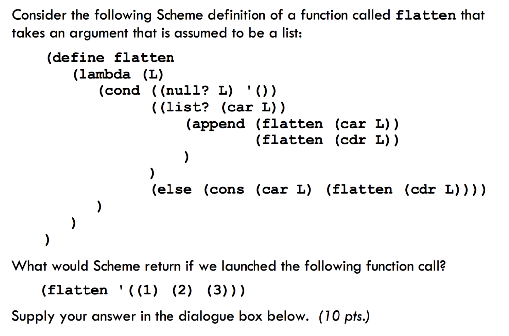 Solved Consider the following Scheme definition of a | Chegg.com