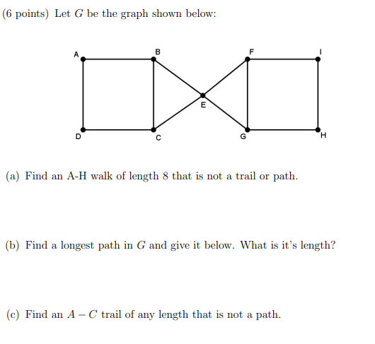 Solved 6 Points Let G Be The Graph Shown Below A Find 