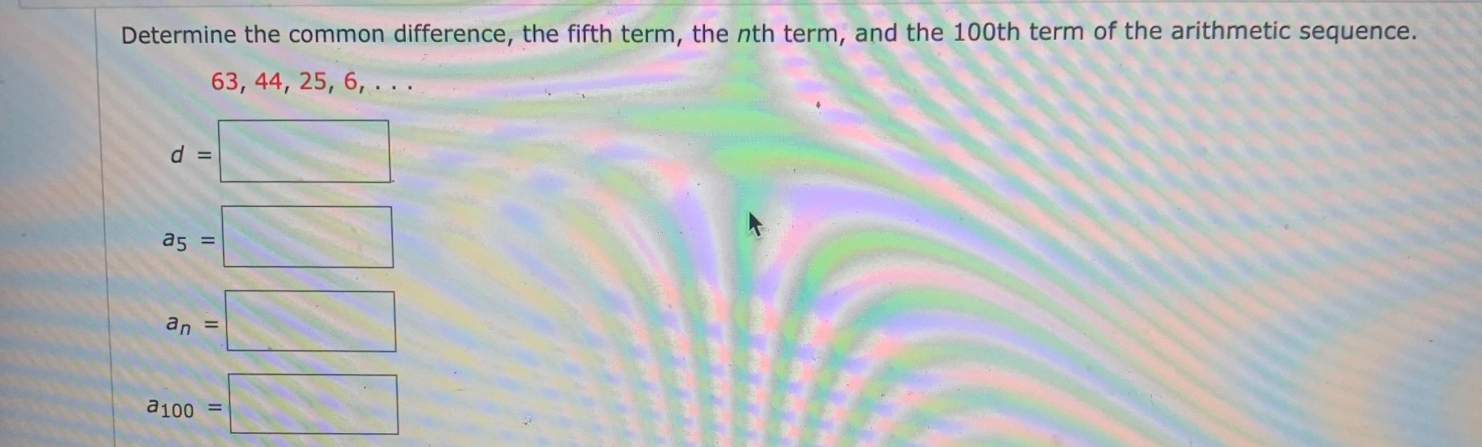 Solved Determine the common difference, the fifth term, the | Chegg.com