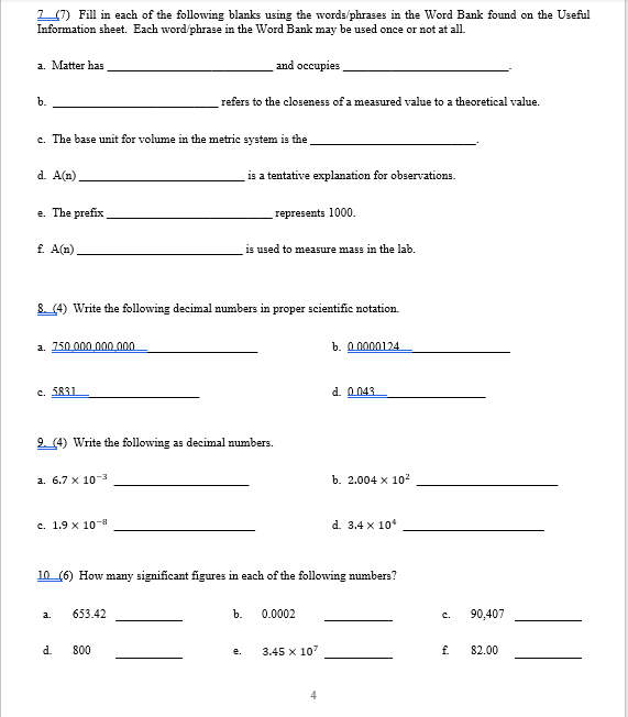 Solved SHOW ALL YOUR WORK IN THE SPACES PROVIDED! • | Chegg.com