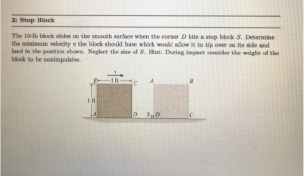 Solved Stop Block The 10-lb block slides on the smooth | Chegg.com