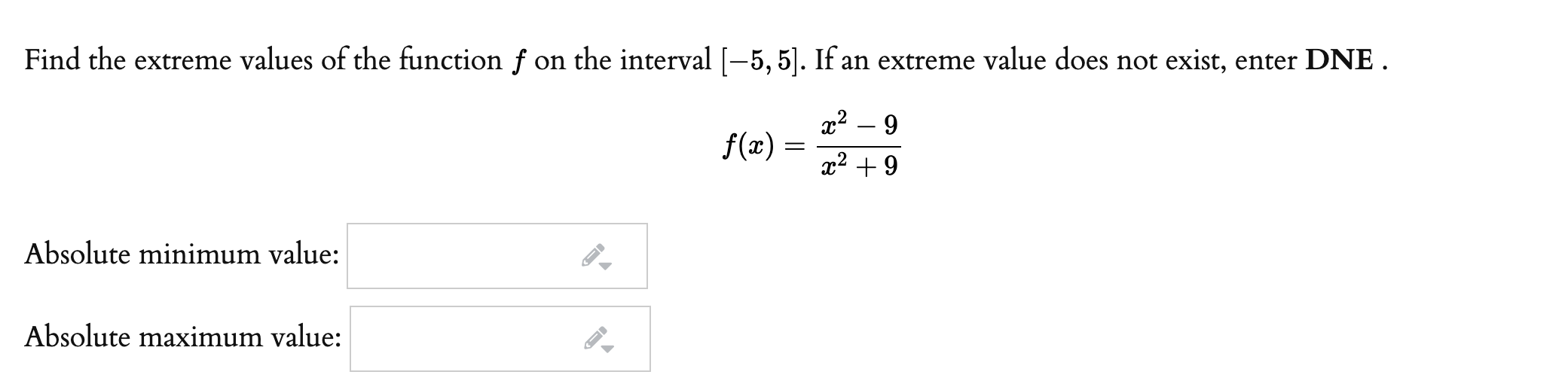 Solved Find the extreme values of the function f on the | Chegg.com