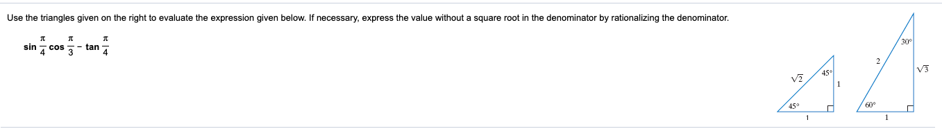 Solved Use the triangles given on the right to evaluate the | Chegg.com