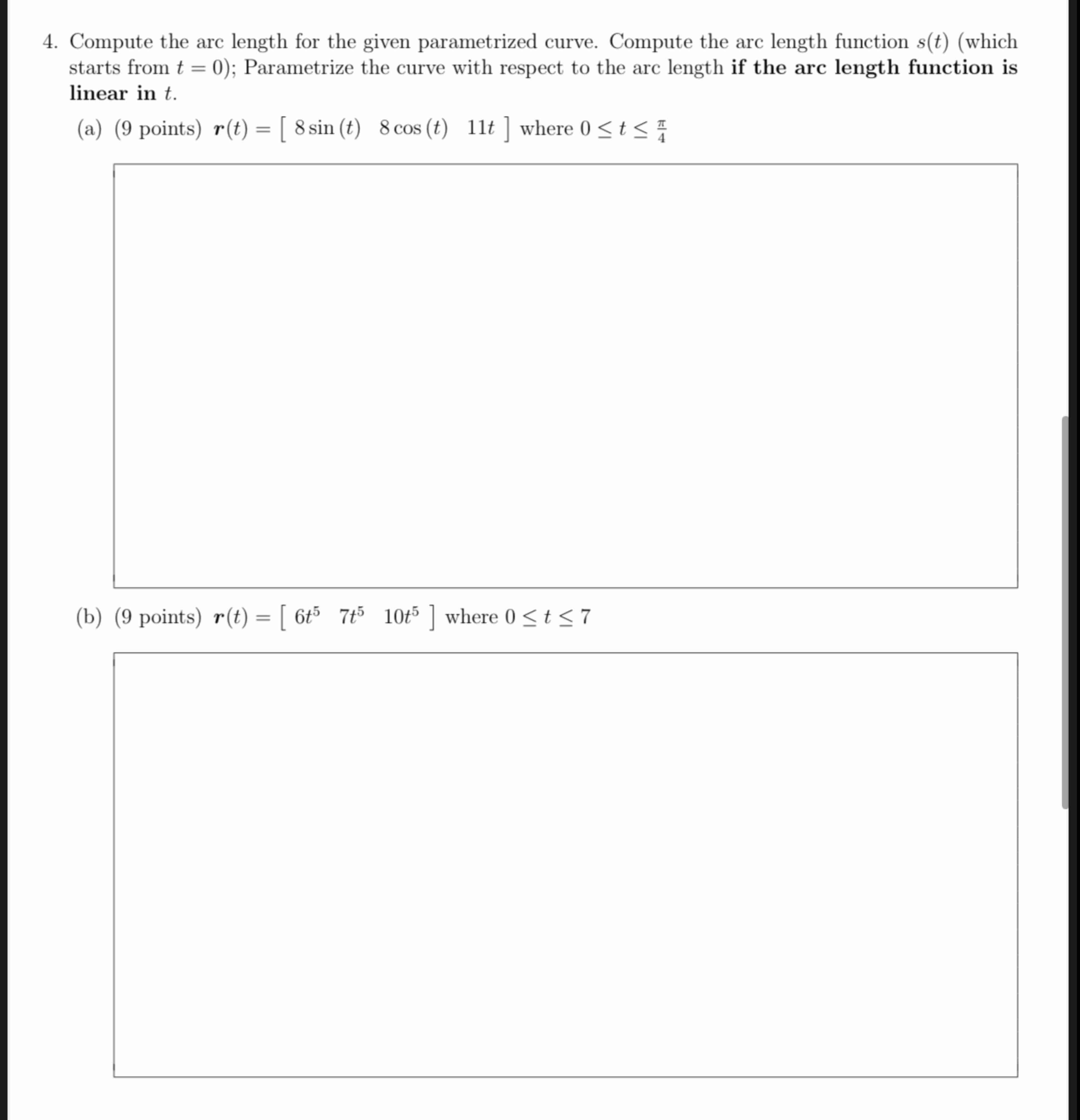 Solved Compute the arc length for the given parametrized | Chegg.com
