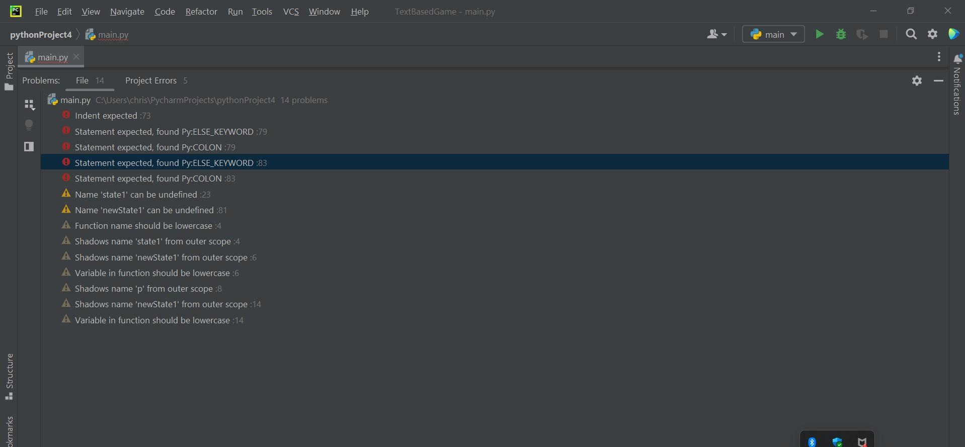 Solved I still getting errors in Pycharm. This is time | Chegg.com