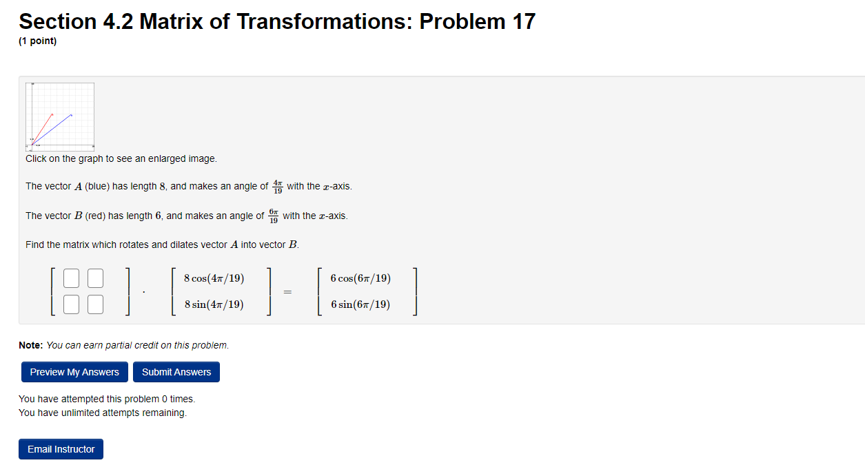 Solved Section 4.2 Matrix of Transformations: Problem 17 (1 | Chegg.com