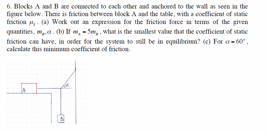 Solved Blocks A and B are connected to each other and | Chegg.com