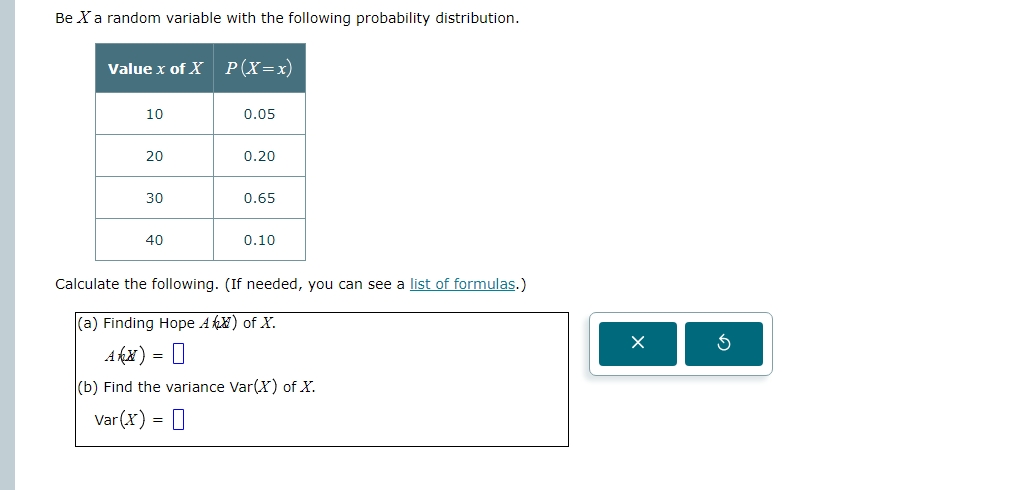 Solved Be x ﻿a random variable with the following | Chegg.com