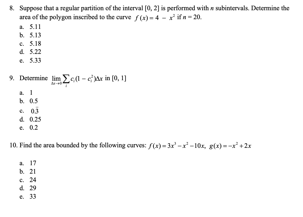 Solved a. 8. Suppose that a regular partition of the | Chegg.com