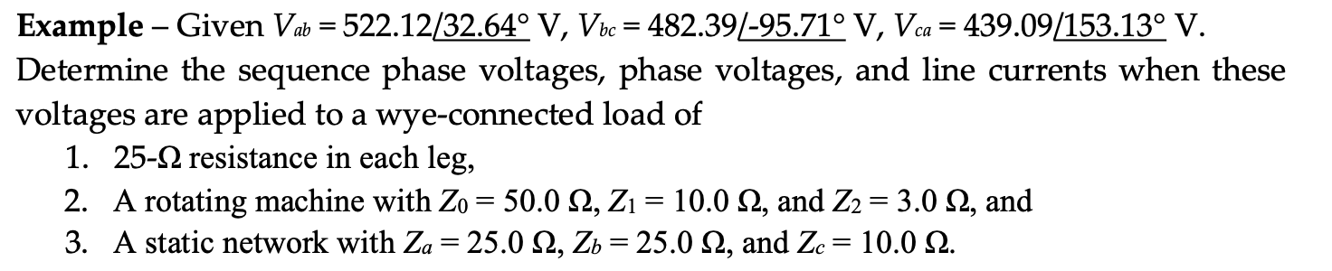 Solved Example – Given Vab = 522.12/32.64° V, Vbc = | Chegg.com