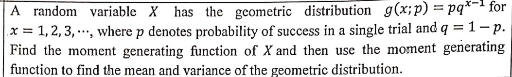Solved A random variable x ﻿has the geometric distribution | Chegg.com