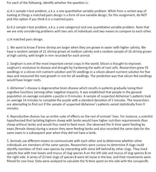 Solved For each of the following, identify whether the | Chegg.com